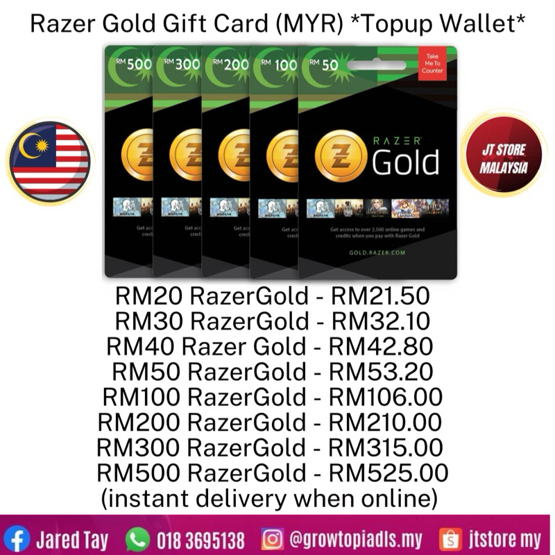 Razer Gold Pin Code Malaysia Rm30/RM40/RM50/Rm100/Rm150/Rm200/Rm300 ...