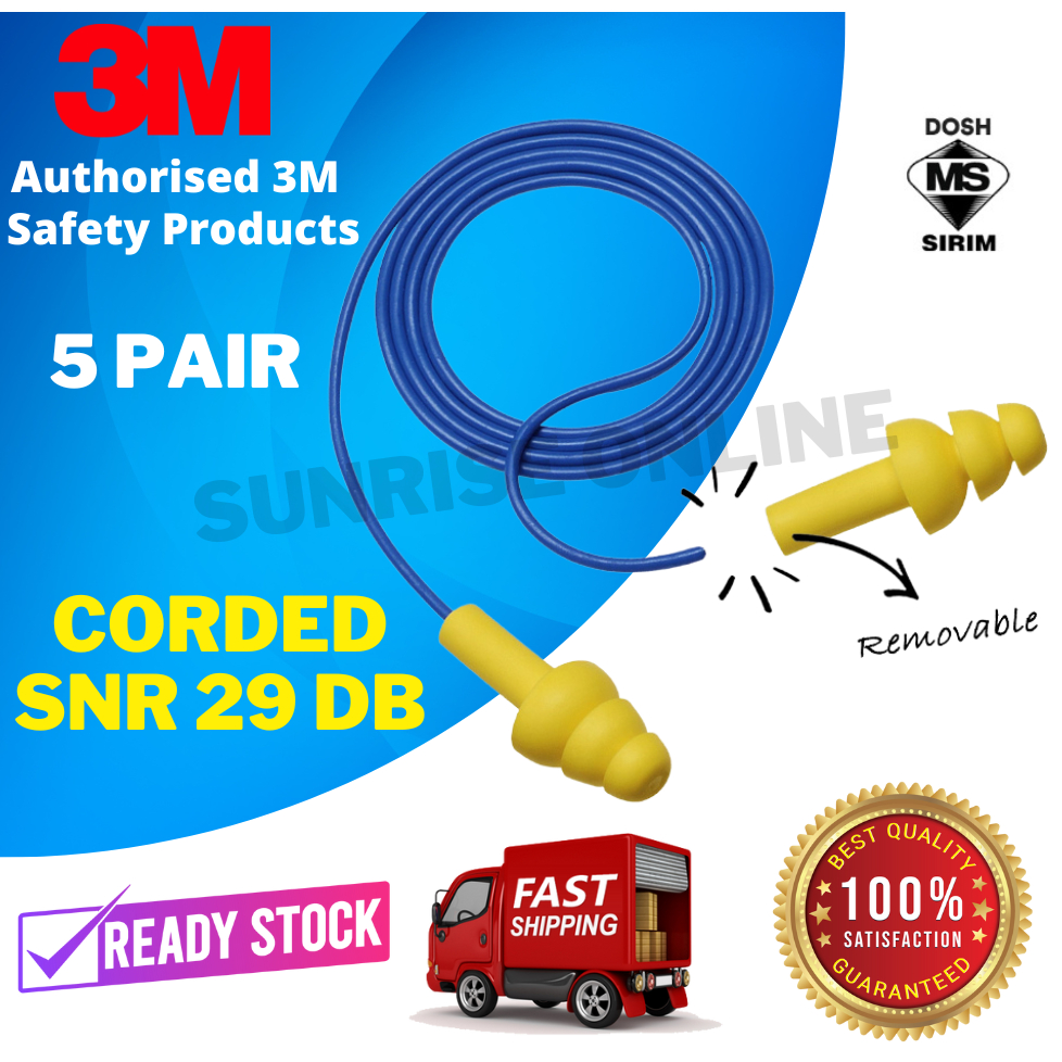 [ORIGINAL] 3M E-A-R UltraFit Earplugs UF-01-000 (5 Pair,Corded) Health Ear Plugs For Anti Noise ...