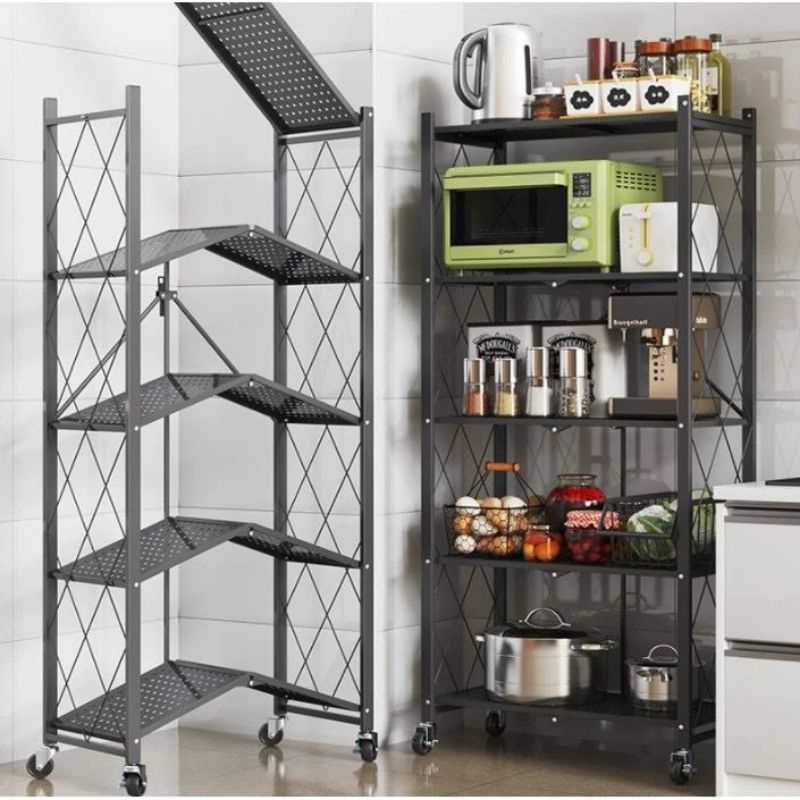 Ready Stock 💥 Rack Foldable Rack Mobile Storage Rack Kitchen Organizers ...