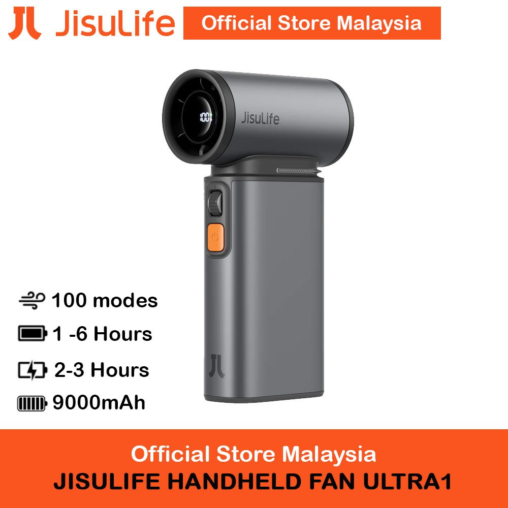 Jisulife Handheld Fan Life 9 5000mAh Air Turbo Strong 5 Speed Modes ...