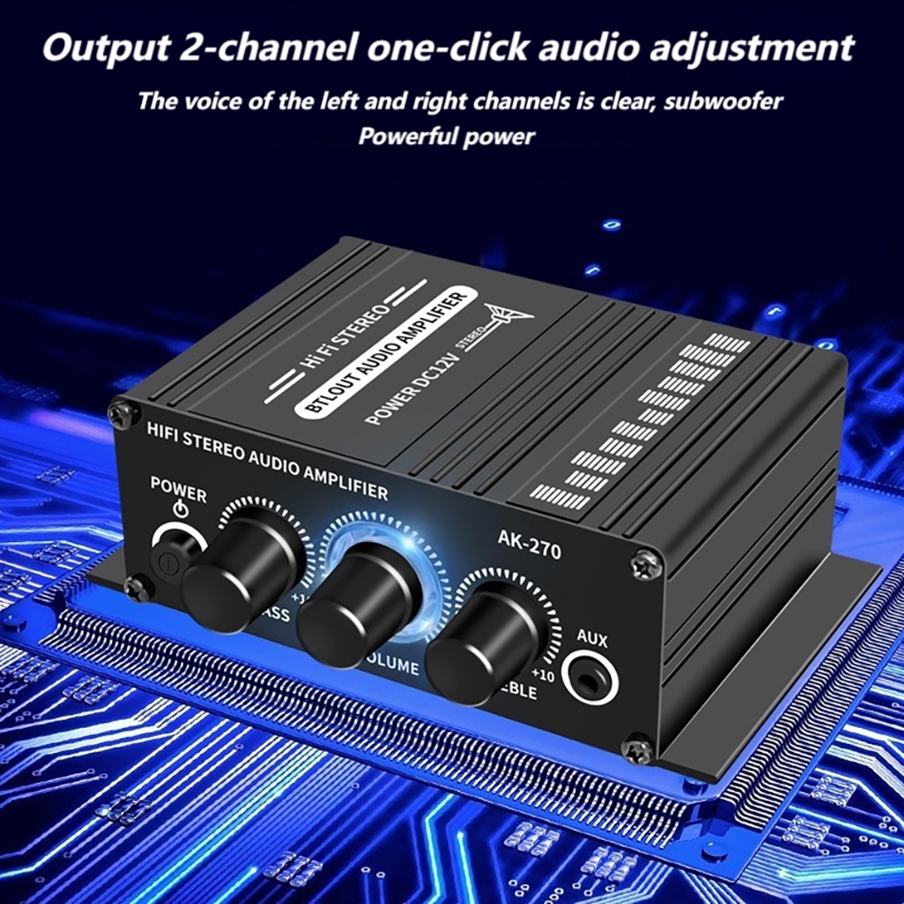 AK270 400W 2 Channel 12V Audio Power Amplifier Low Distortion Support ...