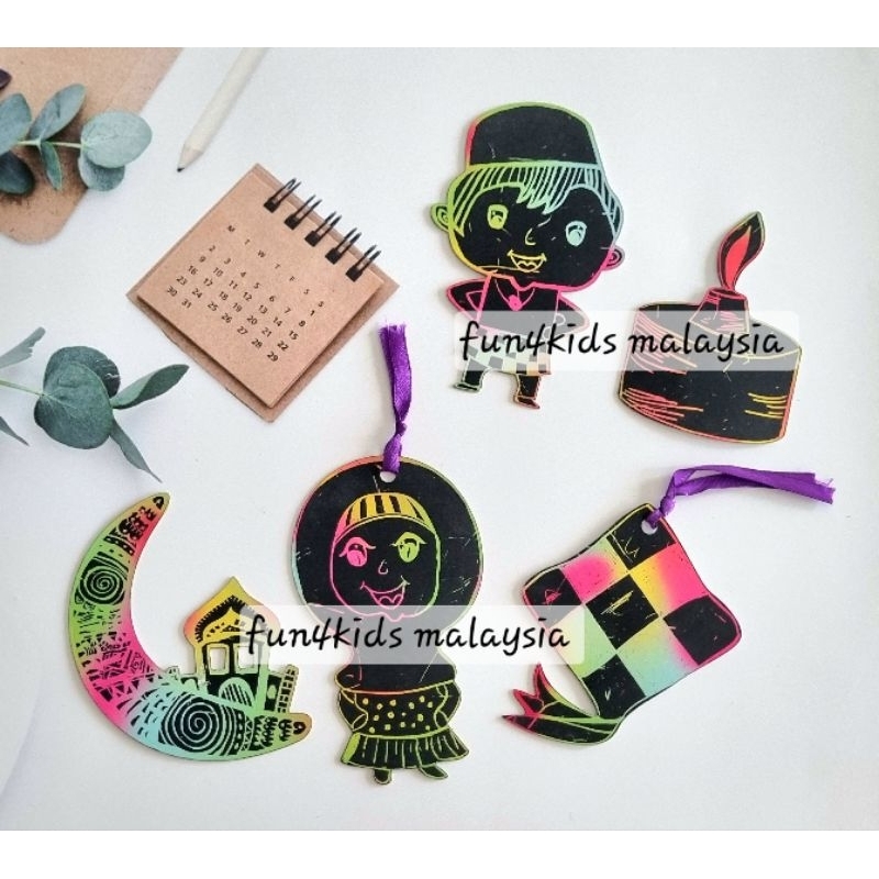 Preschool Hari Raya Craft | DIY Scratch Art Bookmark & Fridge Magnet ...