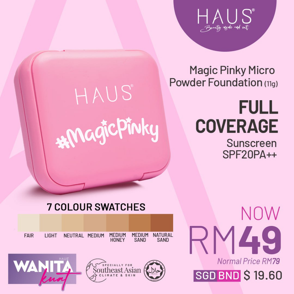 Makeup Foundation Compact Powder Magic Pinky Bedak Muka Haus Cosmetics ...