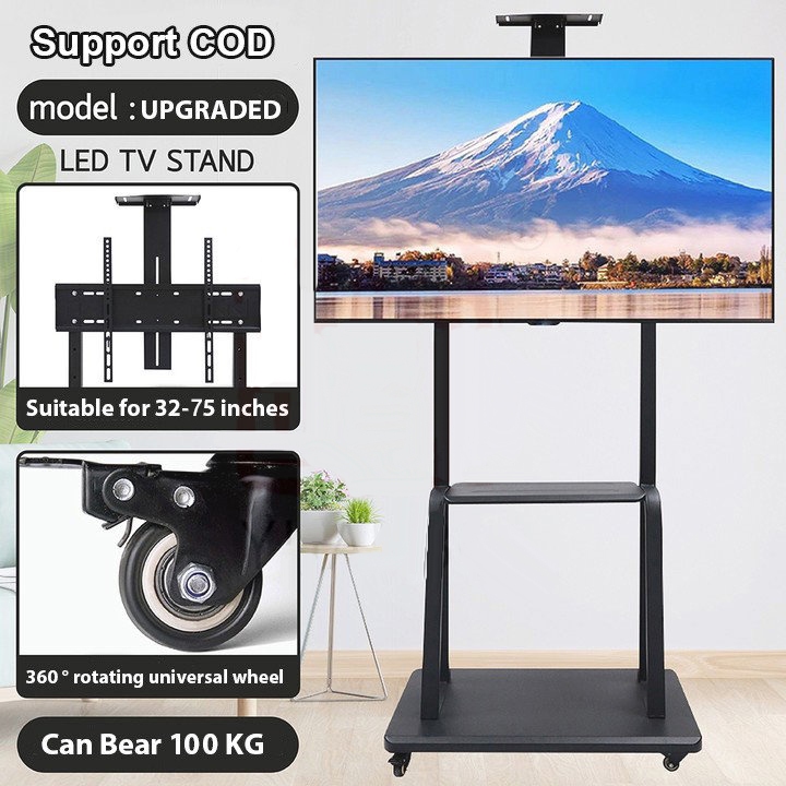 32-75 Inch LCD TV Stand Universal TV Bracket Removable TV Cart Stand ...