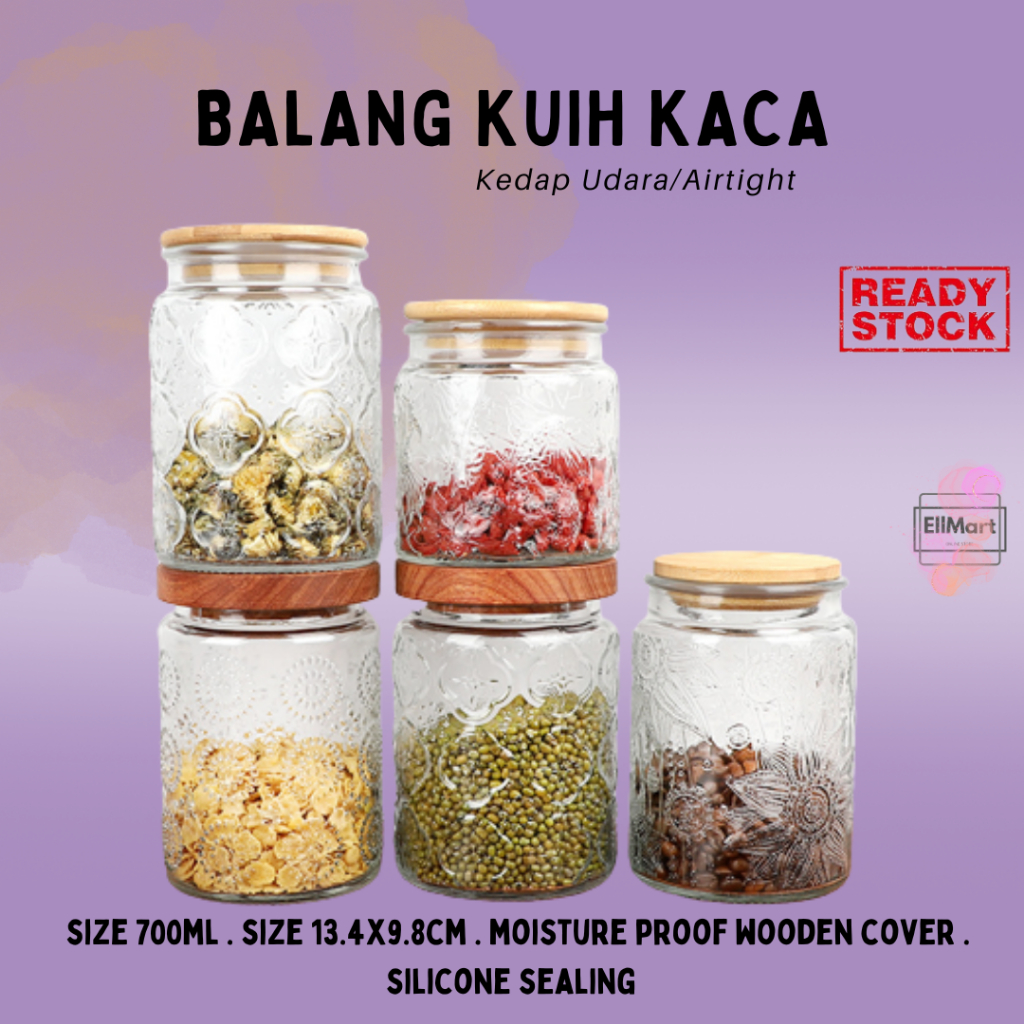 Balang Kaca Bekas Balang Biskut Kuih Raya Kedap Udara Glass Jar Food ...