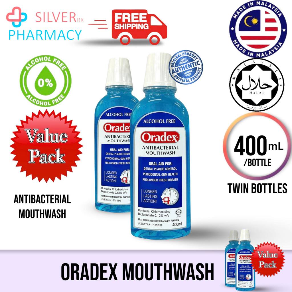 [Exp 07/2026] Oradex Antibacterial Alcohol Free Mouthwash 400mL ...