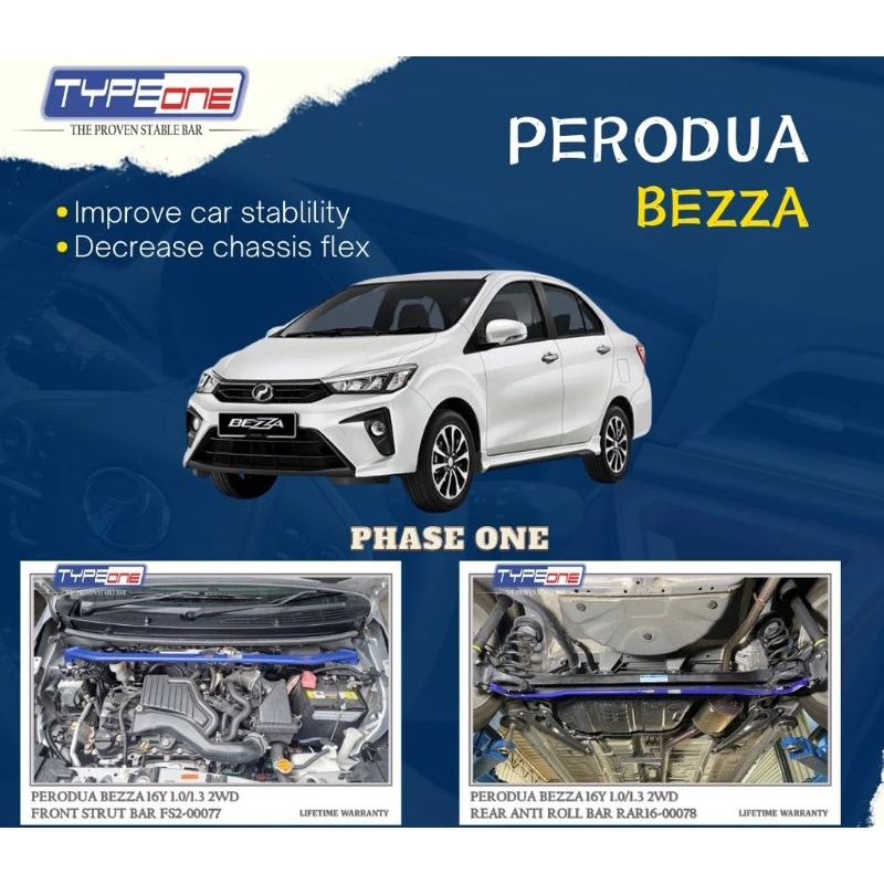 perodua bezza type one safety bar front & rear set | Shopee Malaysia