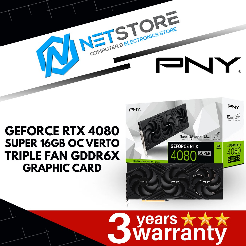 PNY GEFORCE RTX 4080 SUPER 16GB OC VERTO TRIPLE FAN GDDR6X GRAPHIC CARD ...