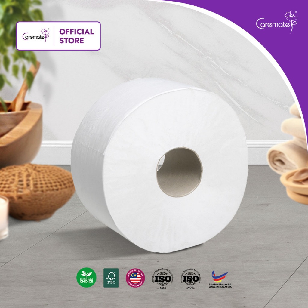 Caremate Jumbo Roll Tissue 130 Meter x 2 Ply | Tisu Tandas Jumbo Office ...