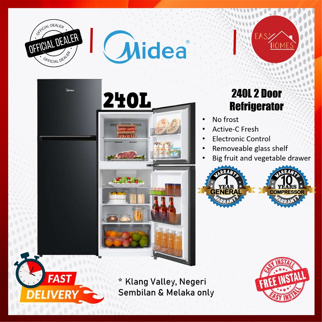 Midea 240L 2 Door Refrigerator MDRT306MTB30 | Shopee Malaysia
