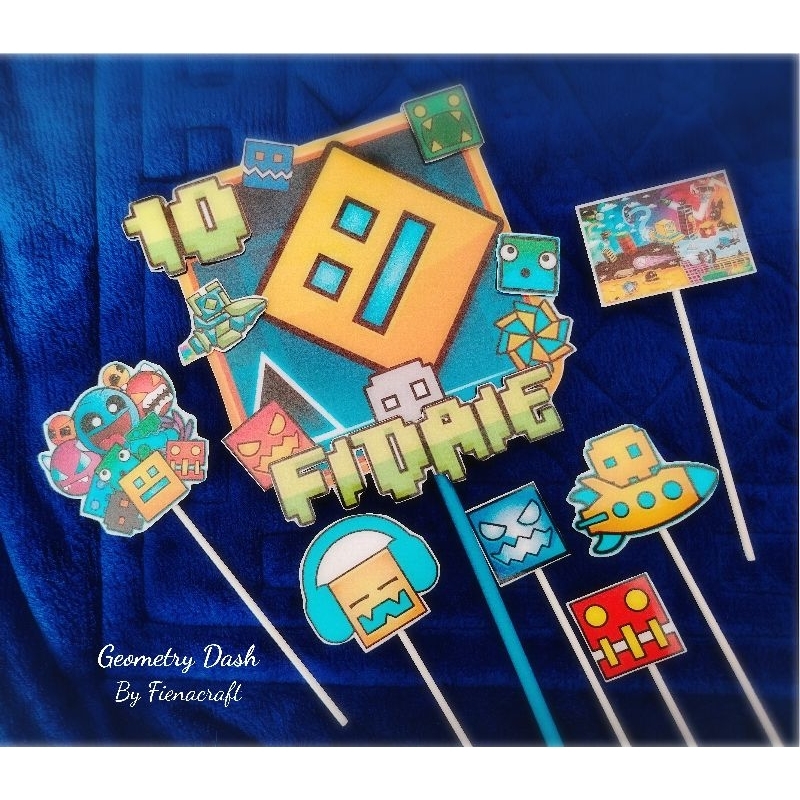 Geometry Dash Topper Cake 9Inch | Shopee Malaysia