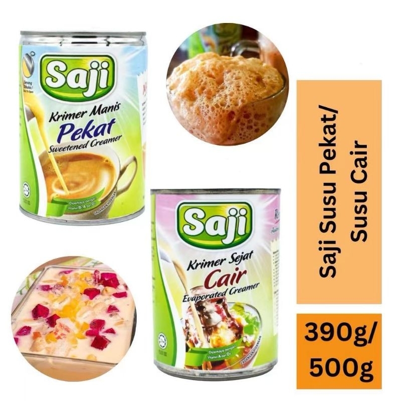 【free Shipping 】【set Of 2pcs】halal Saji Susu Tin Krimer Sejat Cair And Krimer Manis Pekat