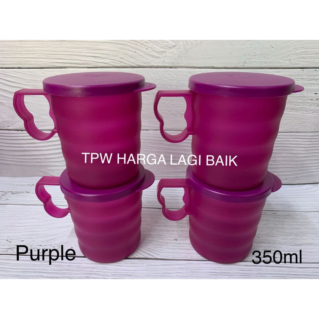 Tupperware Blossom Cresendo Mug with Lid , 350ml (4pcs) / Cawan Dengan ...