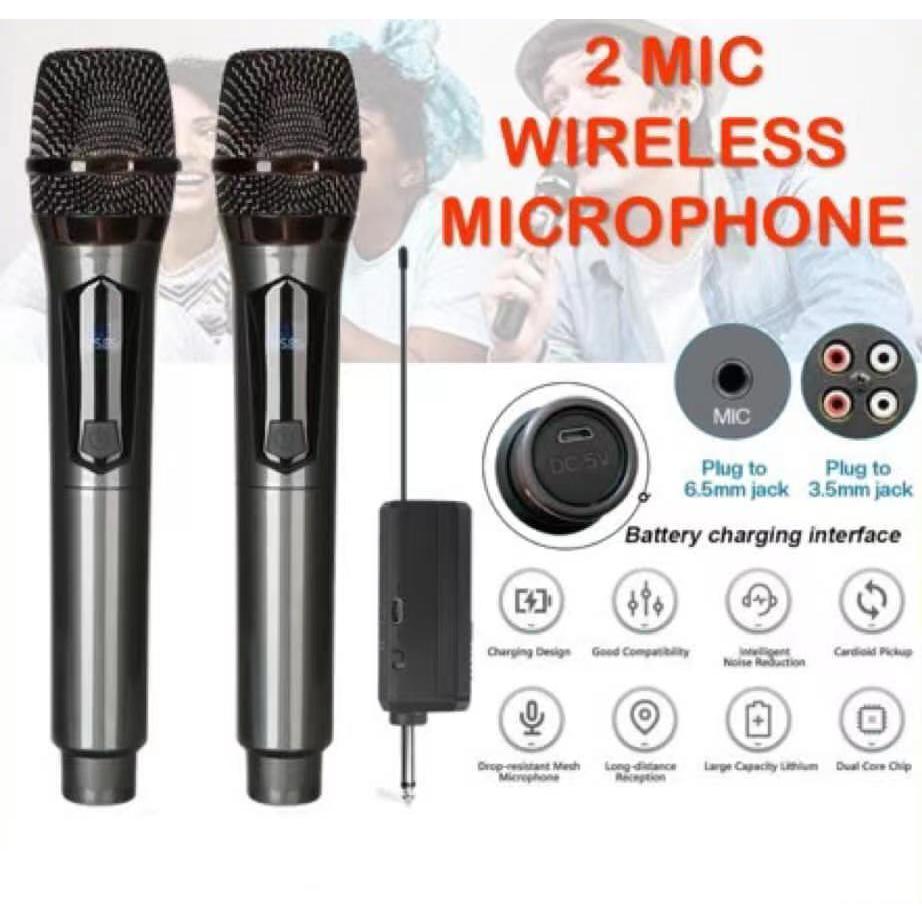 Wireless Microphones Karaoke Microphone with Rechargeable Receiver for ...