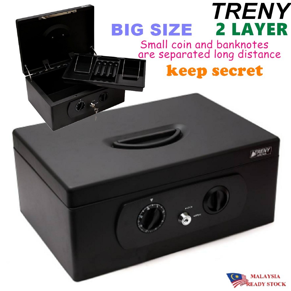 TRENY Cash Cashier Drawer Money Storage Box Locker Safety Money Box ...