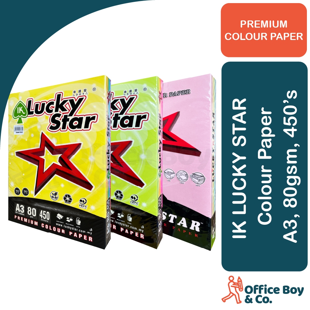IK Lucky Star A3 80gsm Colour Paper 450 Sheets (Mix Color) / Kertas ...