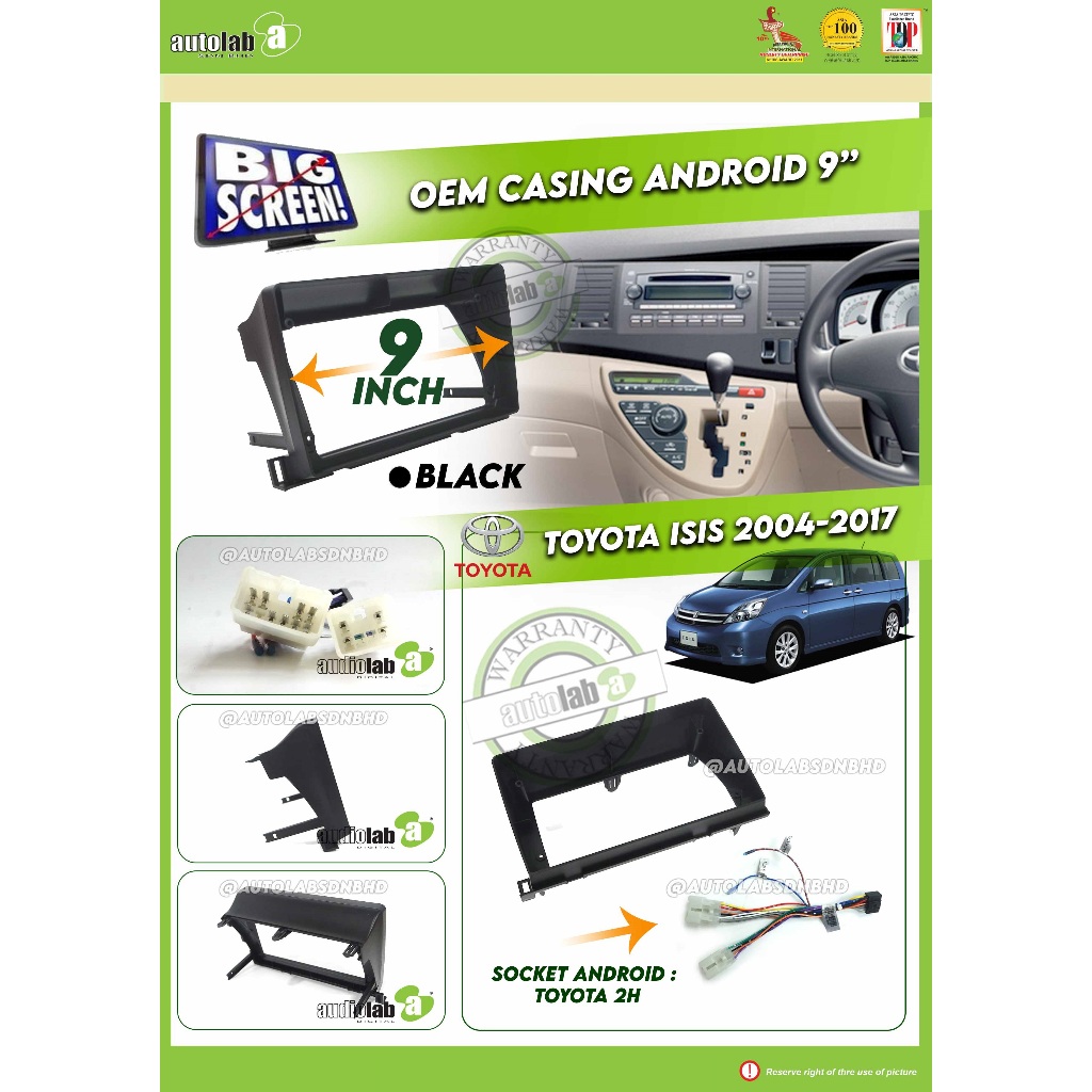 Toyota isis 2004-2017 Android Player Casing 9" inch with Socket android ...