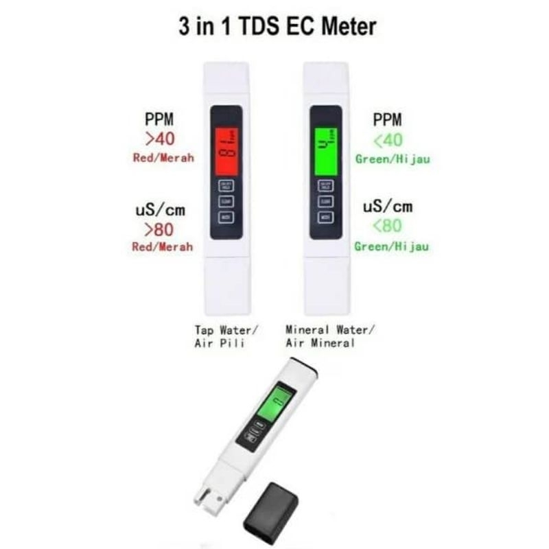 3 in 1 Baja TDS EC Backlight Meter Tester Calibrate - PPM uS/cm ...