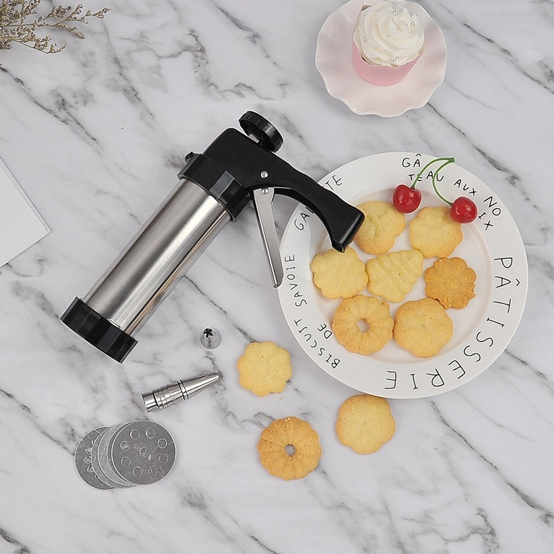 BF 13 Piece Multifunctional Cookie Press Kit Stainless Steel Cream Gun Cookies Gun Biscuit Pump ...