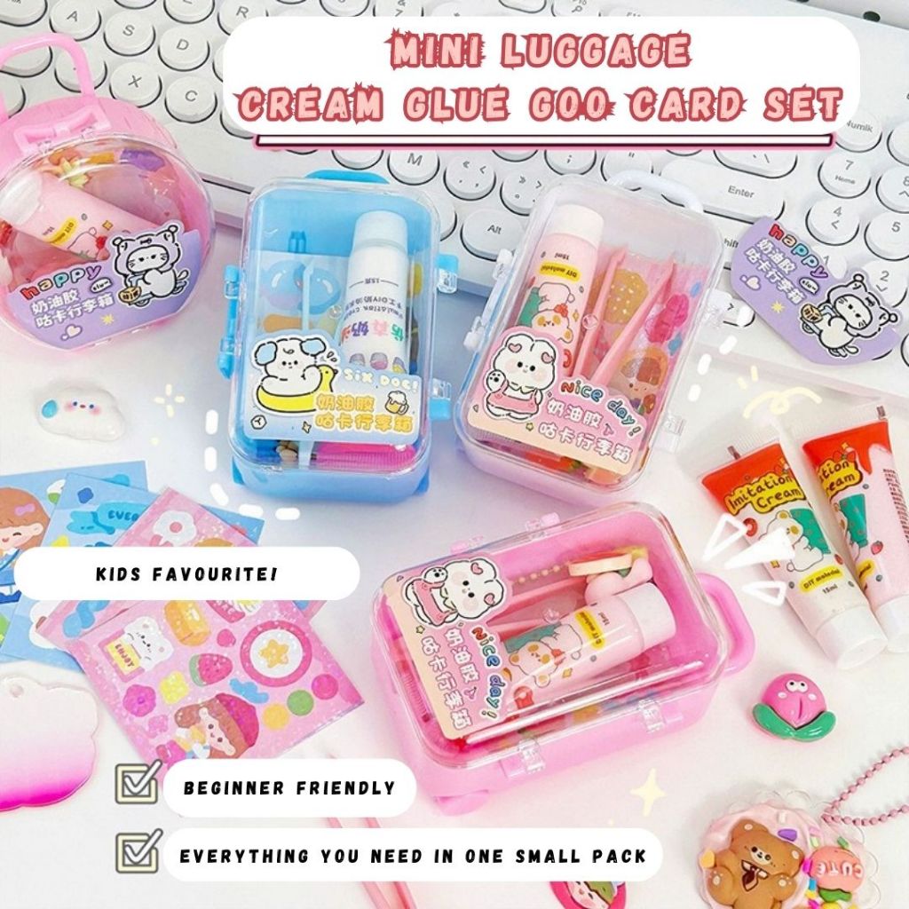 【15 PCS】Mini Luggage DIY Goo Card Cream Glue Set Gooka Starter Stickers ...