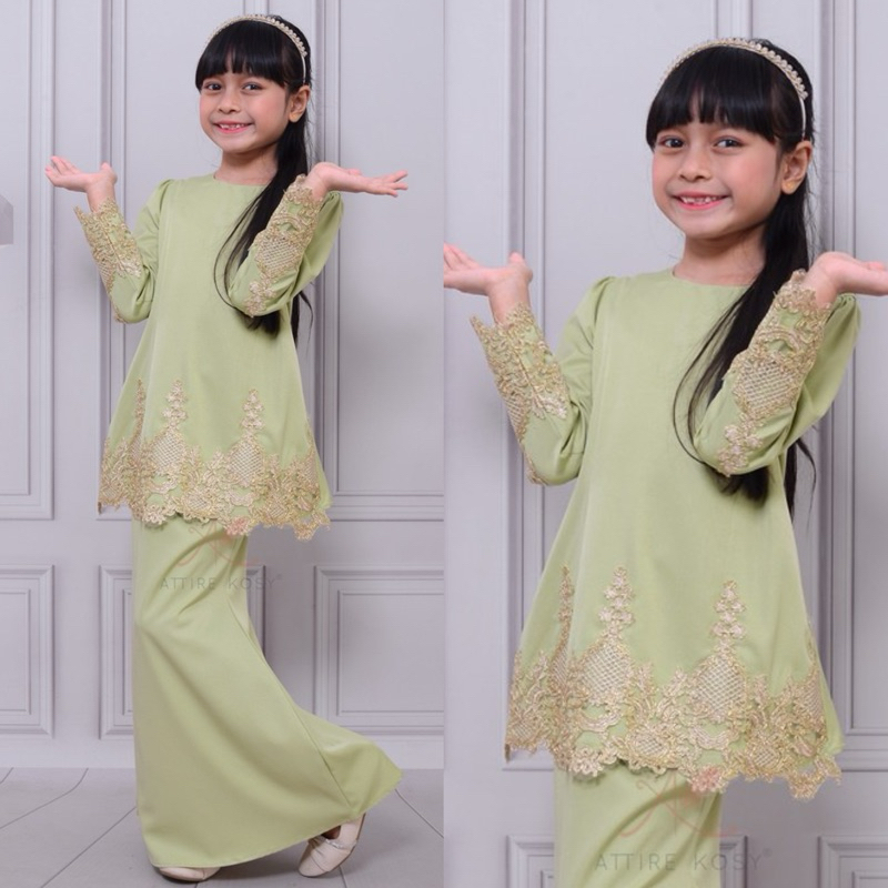 🔥(KIDS RAYA 2024) 1-12 TAHUN | TEMA SEDONDON SAGE GREEN / GREEN TEA ...