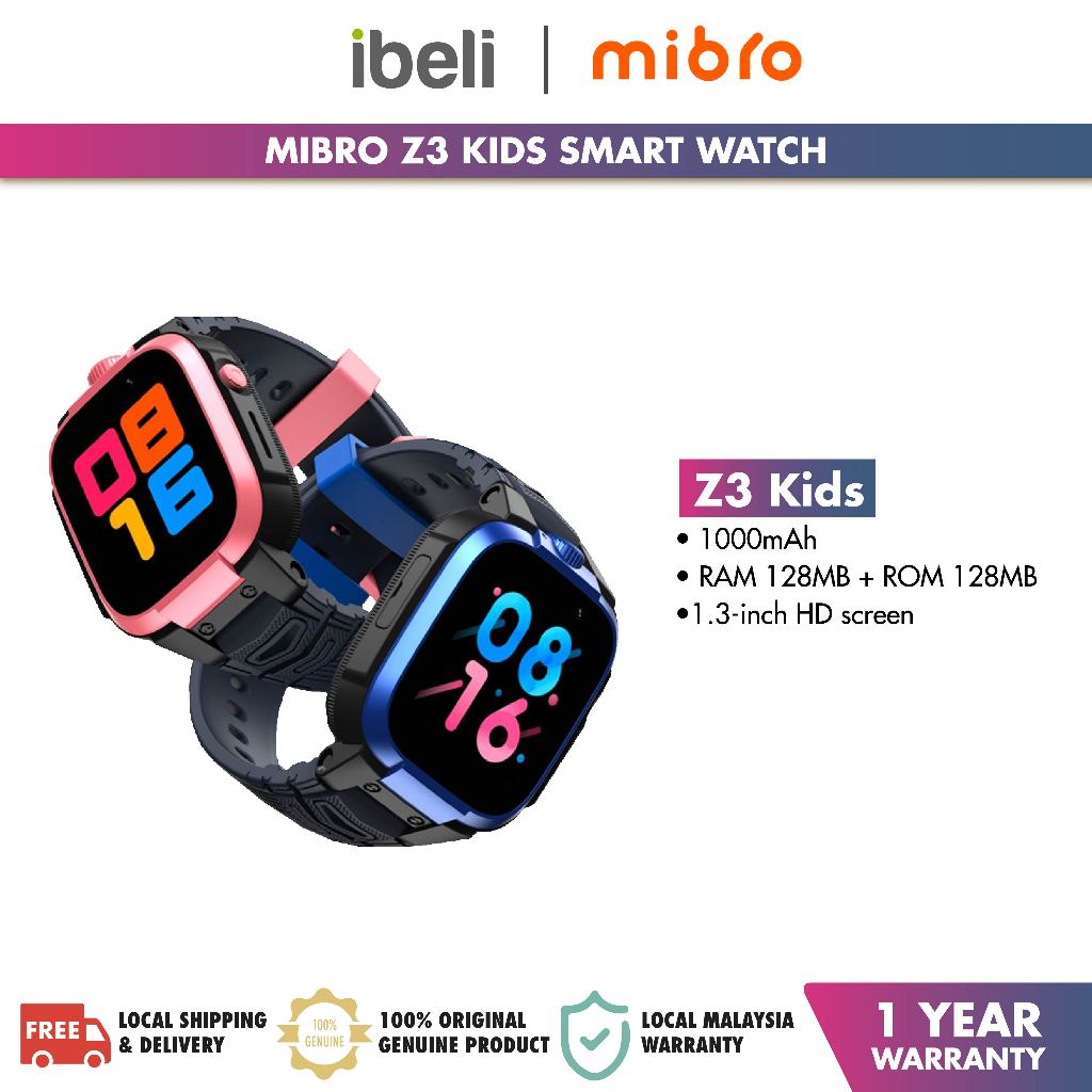 Mibro Z3 Kids Smart Watch (1.3'') 4G HD VIDEO CALLING WATCH 1000MAH ...