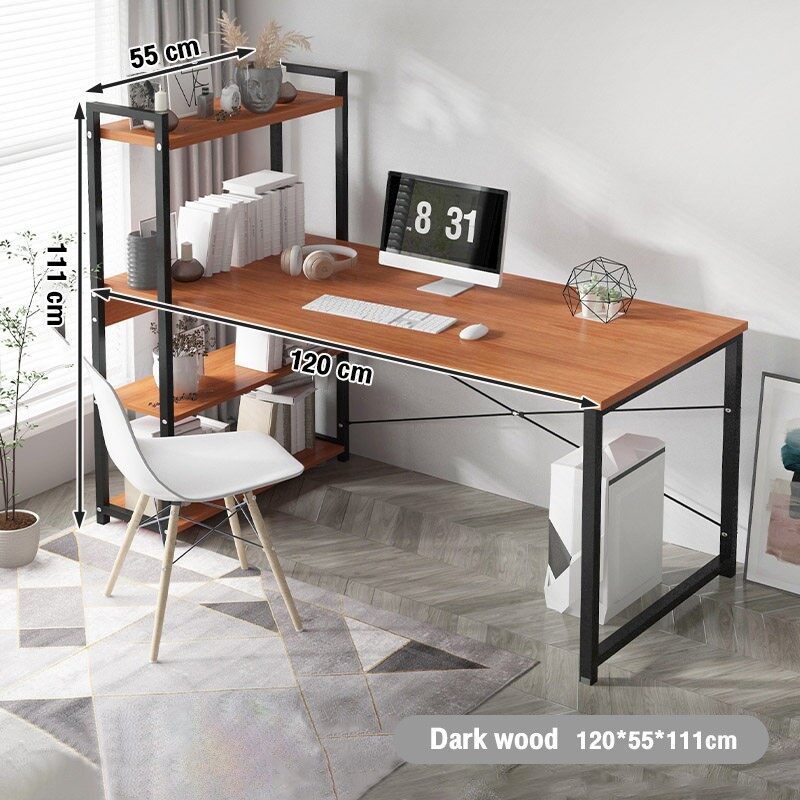 MT Computer Table Meja belajar Bookshelf Study Table With Side ...