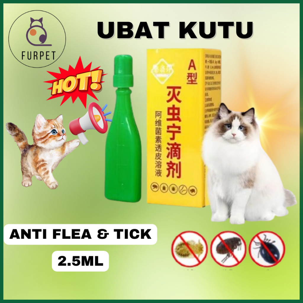 FURPET Ubat Kutu Kucing Cat Flea And Tick Treatment Medicine Ubat Kutu Kucing Medicine Flea ...