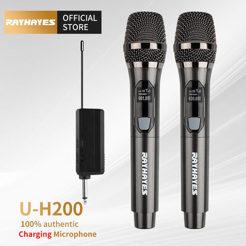 RAYHAYES U-H200 professional microphone wireless handheld rechargeable mic for karaoke Mikrofon ...