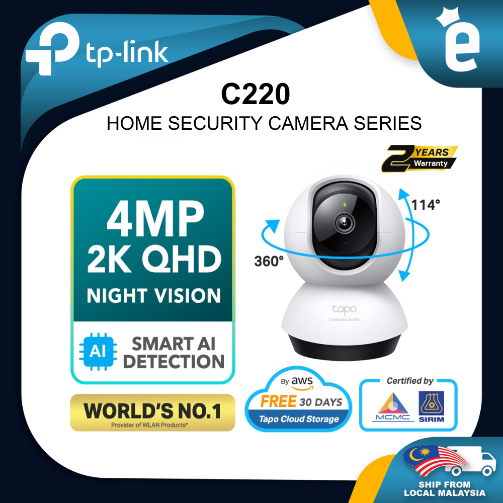 TP-Link CCTV Tapo C220 4MP/2K Pan/Tilt AI CCTV WIFI & Wireless IP ...