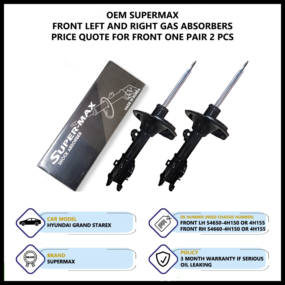 Hyundai Grand Starex Front Left And Right Supermax Gas Shock Absorbers ...