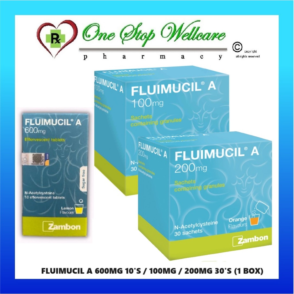 FLUIMUCIL A 600MG EFFERVESCENT TABLETS 10'S (1 BOX) / 100MG / 200MG 30 ...