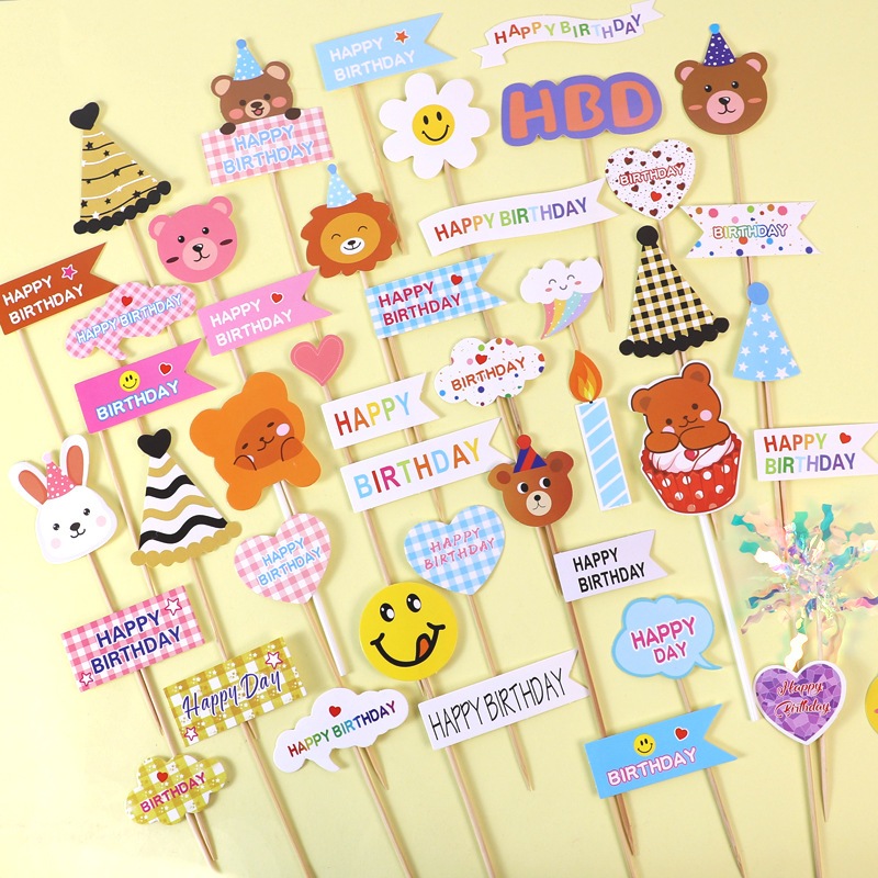 BF INS Happy Birthday Cake Topper Kek Hiasan Funny Cake Decoration Rain ...