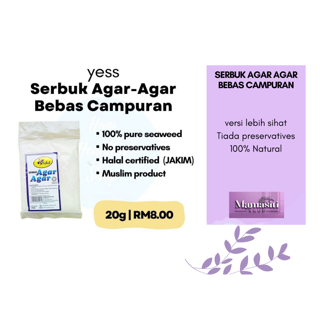 serbuk agar-agar Eid Organik 20gram 100% pure seeweed produk rumpai ...