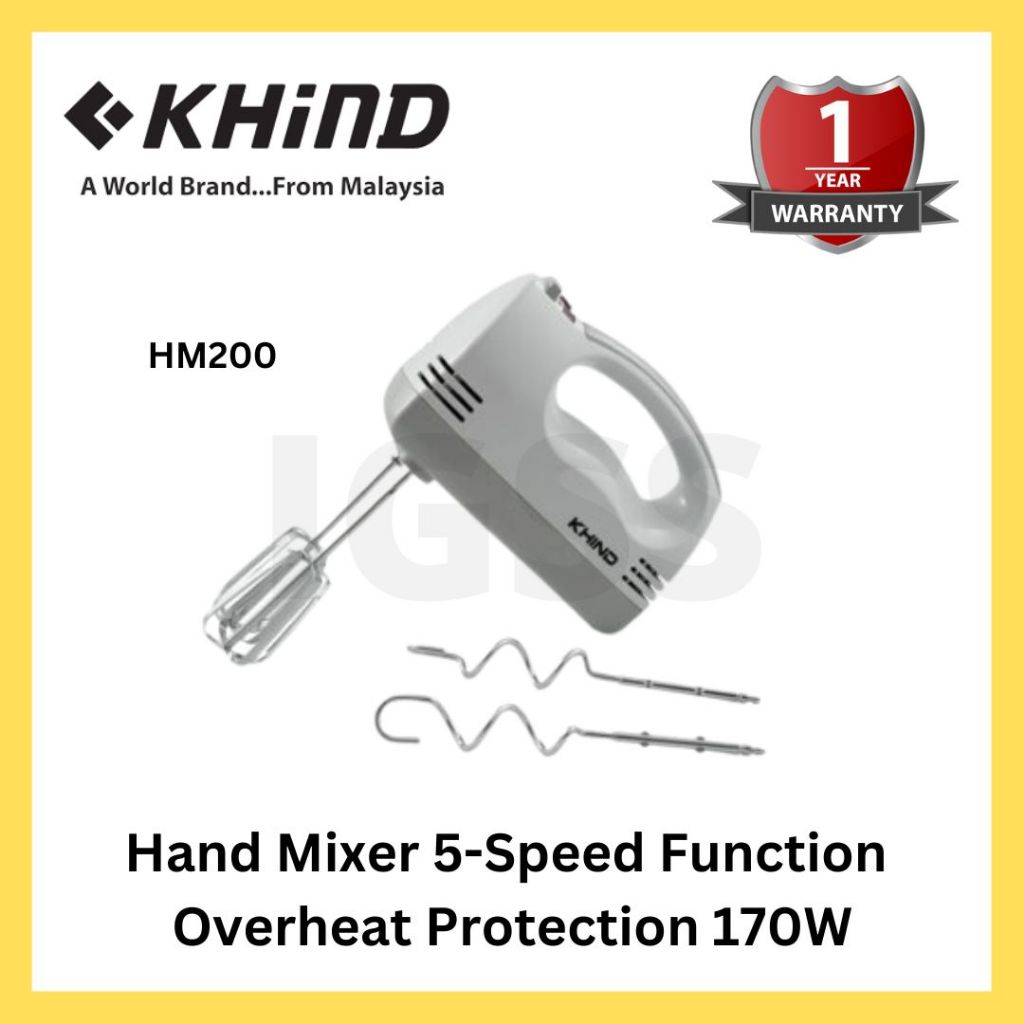 KHIND Hand Mixer 5-Speed Function Overheat Protection 170W ( STAINLESS ...