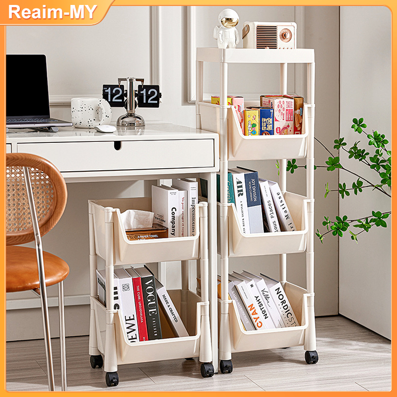 Kitchen Rack With Plastic Wheel 2/3/4/5 Tier Home Multifunction Storage ...