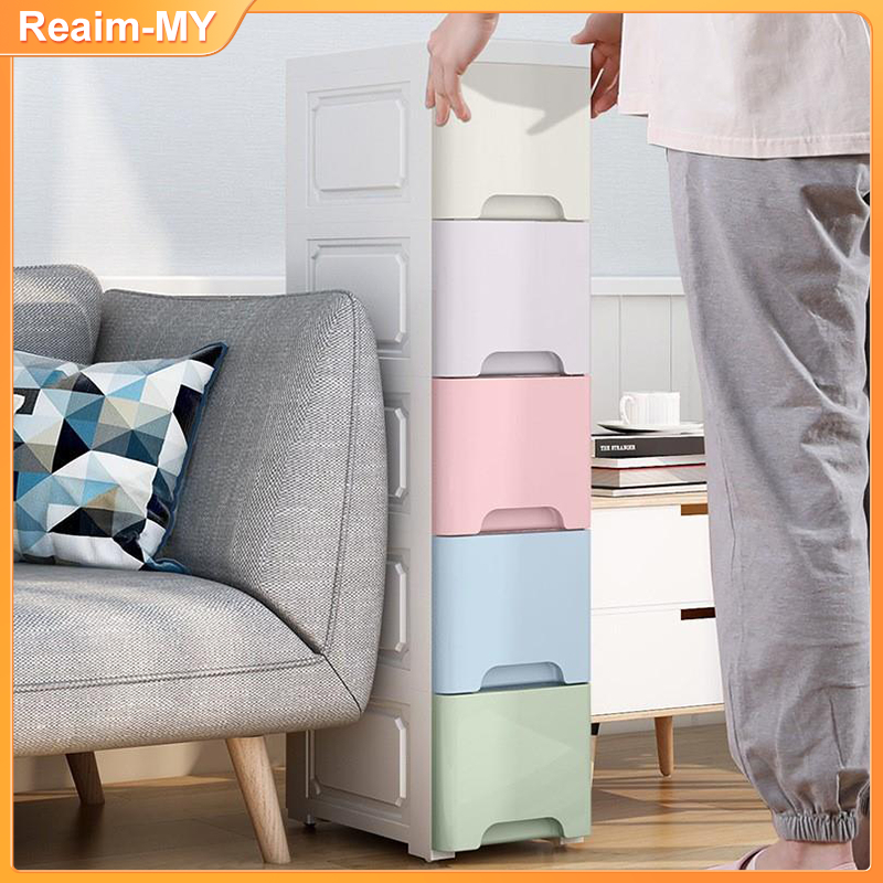 Kitchen Storage Movable Gap Plastic Drawer Cabinet Bathroom Cabinet ...