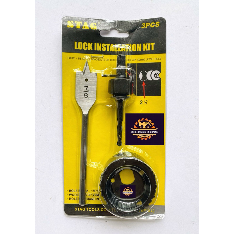 STAG 3Pcs Lock Installation Kit/ Tebuk Lubang Pintu Kunci Tombol ...