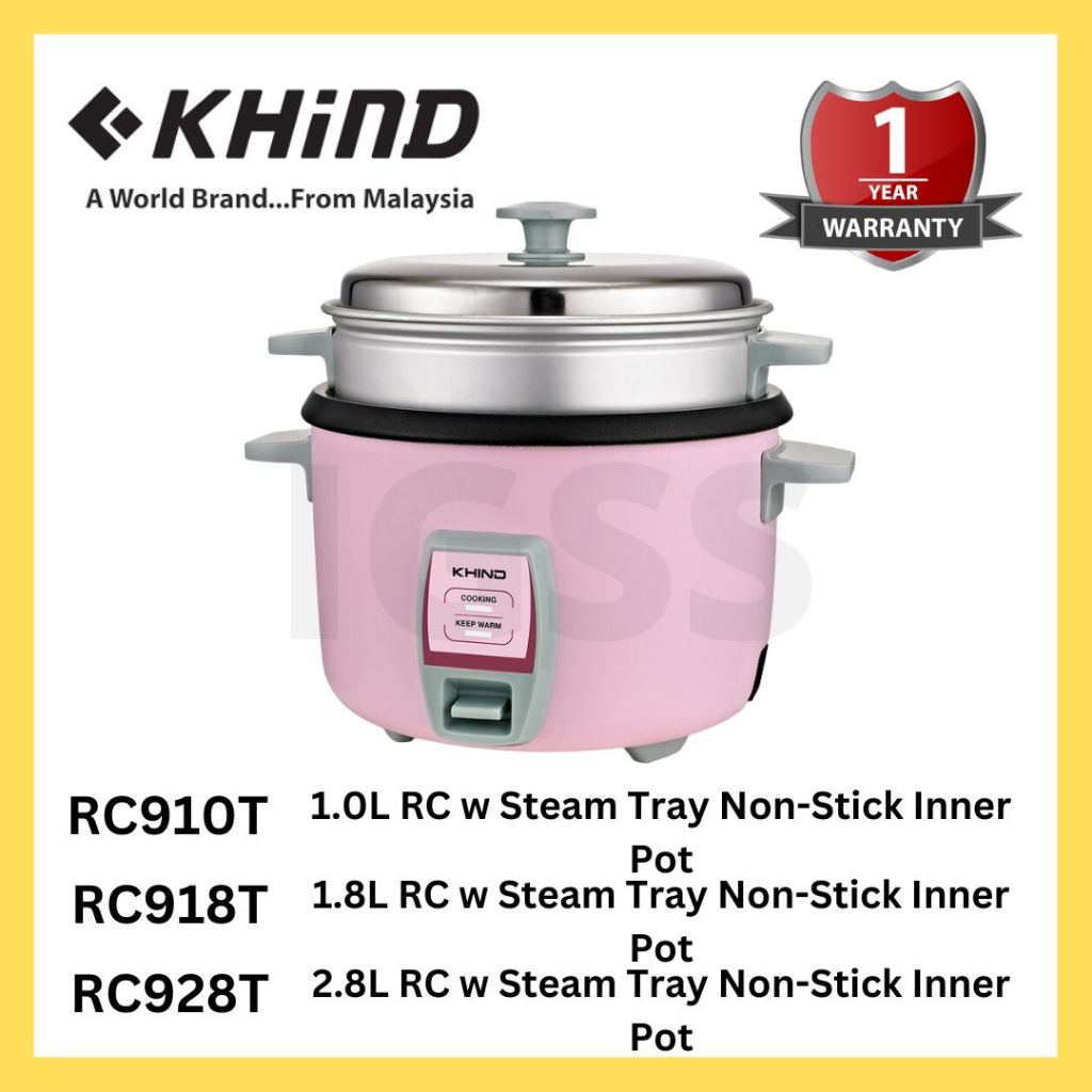 KHIND 9 Series Electric Rice Cooker w Steam Tray (Light Pink / Cream ...