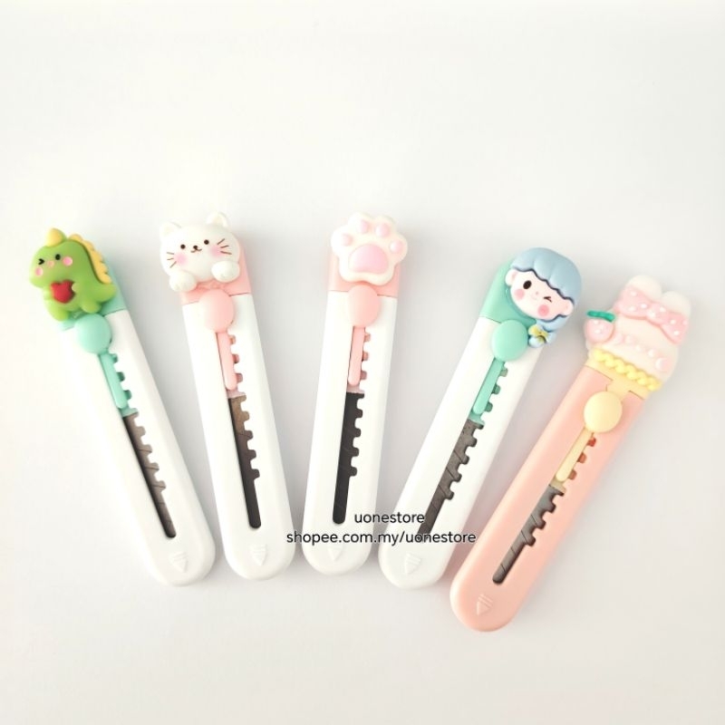 Cute Mini Paper Cutter Knife Blade Office School Pisau Kecil | Shopee ...