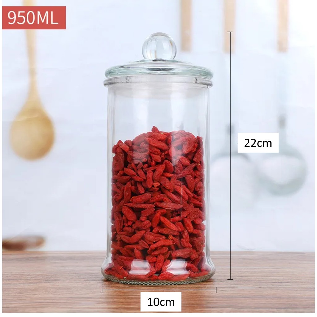 Raya Promo Set 4-6pcs | 950ml Airtight Glass Cookies Jar Clear ...