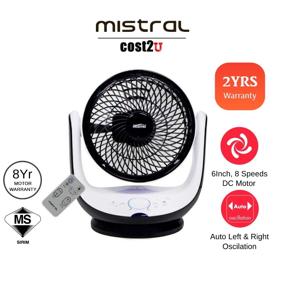 Mistral MTFD5070 DC Motor Air Circulator Fan 6" | Oscillation Fan ...