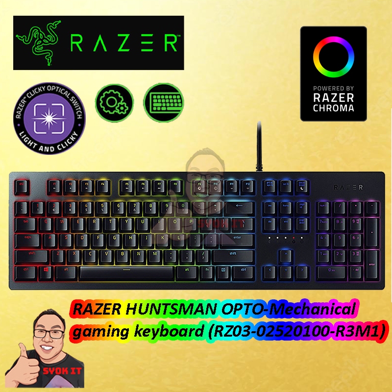 RAZER HUNTSMAN OPTO MECHANICAL GAMING USB WIRED KEYBOARD HYBRID ONBOARD ...