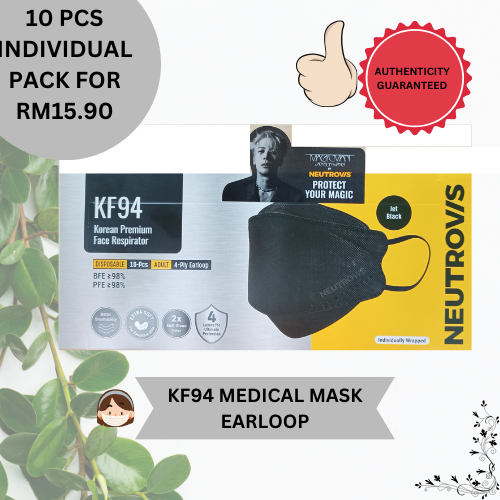 Neutrovis MASK HITAM KF94 Korean Premium Face Respirator 10s - Jet ...