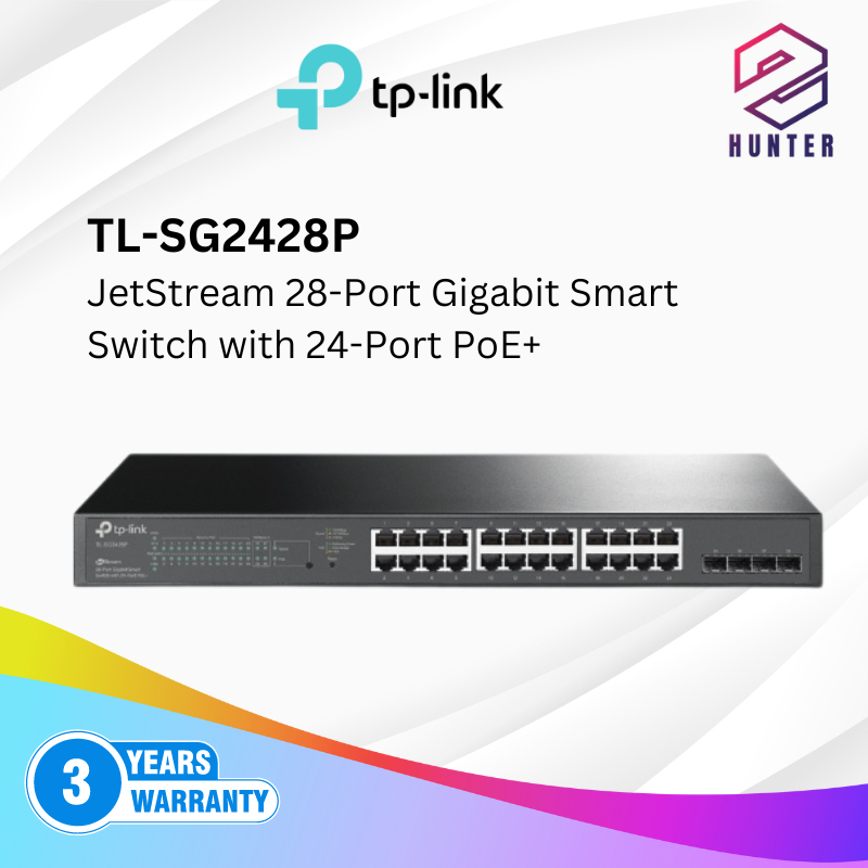 TP LINK TL-SG2428P JetStream 28-Port Gigabit Smart Switch with 24-Port ...