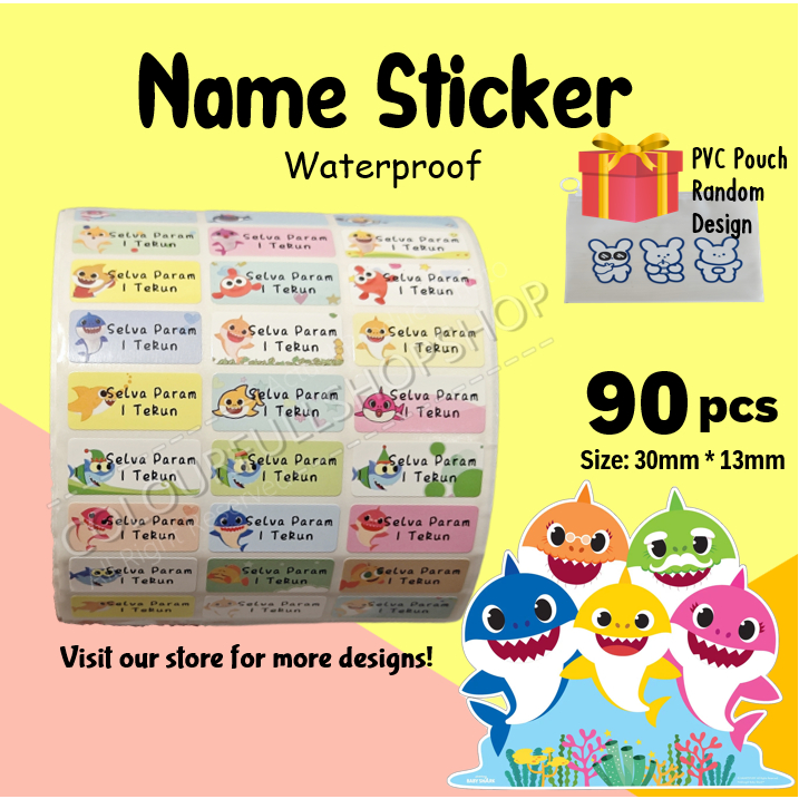 Baby Shark Name Sticker custom made for kids, kindergarten, daycare ...