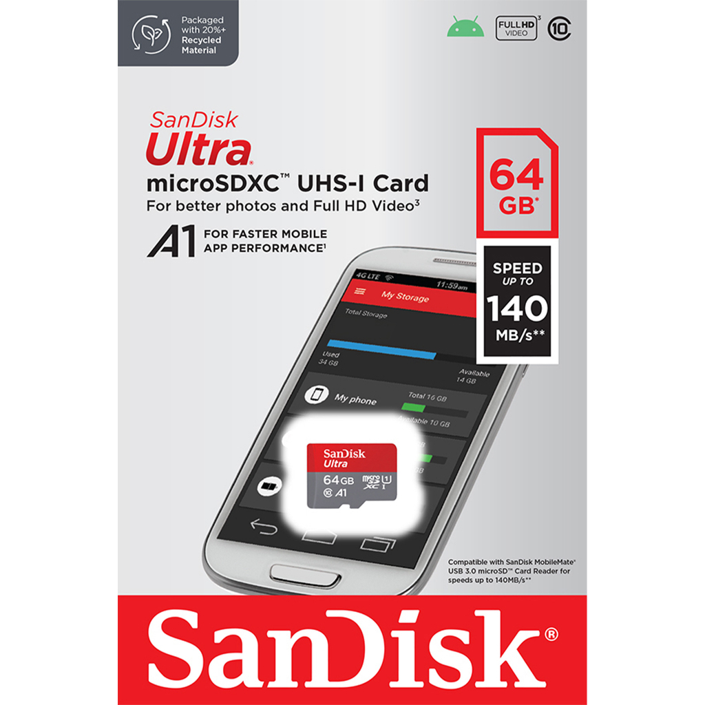 SanDisk Ultra A1 Class 10 microSD™ for Smartphone & Tablets Memory ...