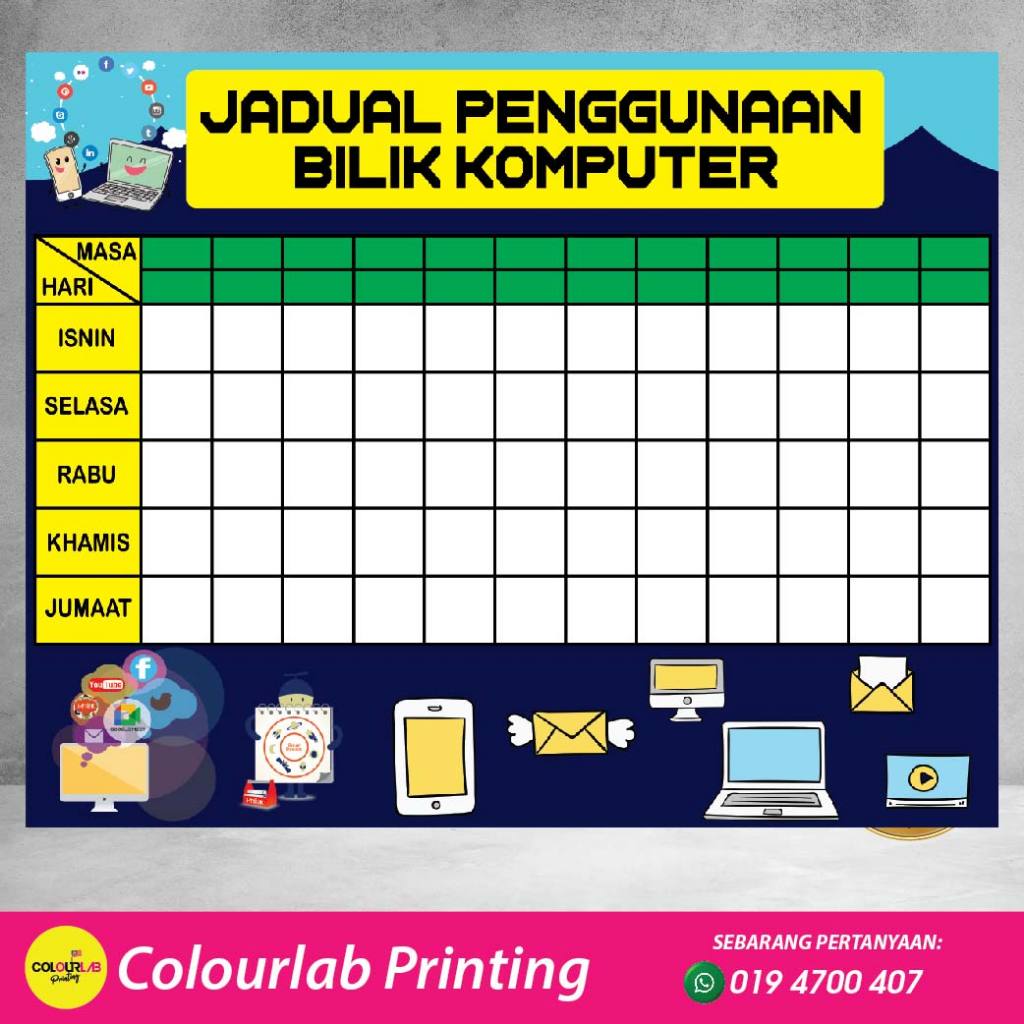 Jadual Penggunaan Bilik / Makmal komputer | Shopee Malaysia