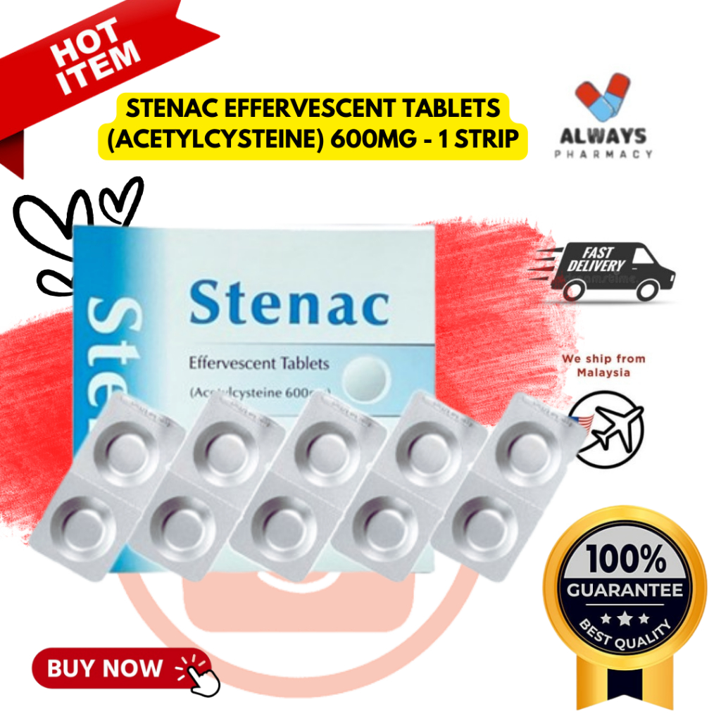 1 STRIP - STENAC EFF TAB 600MG (2 TABS ) UNTUK CAIR KAHAK DEWASA ...