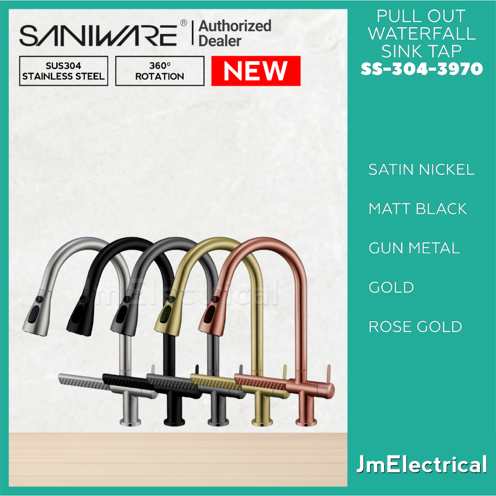 SANIWARE SUS304 Stainless Steel Pull Out Waterfall Pillar Sink Tap ...
